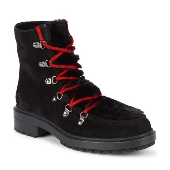 Aquatalia | Shoes | Aquatalia Lyra Faux Fur Suede Combat Boots 85m Worn ...